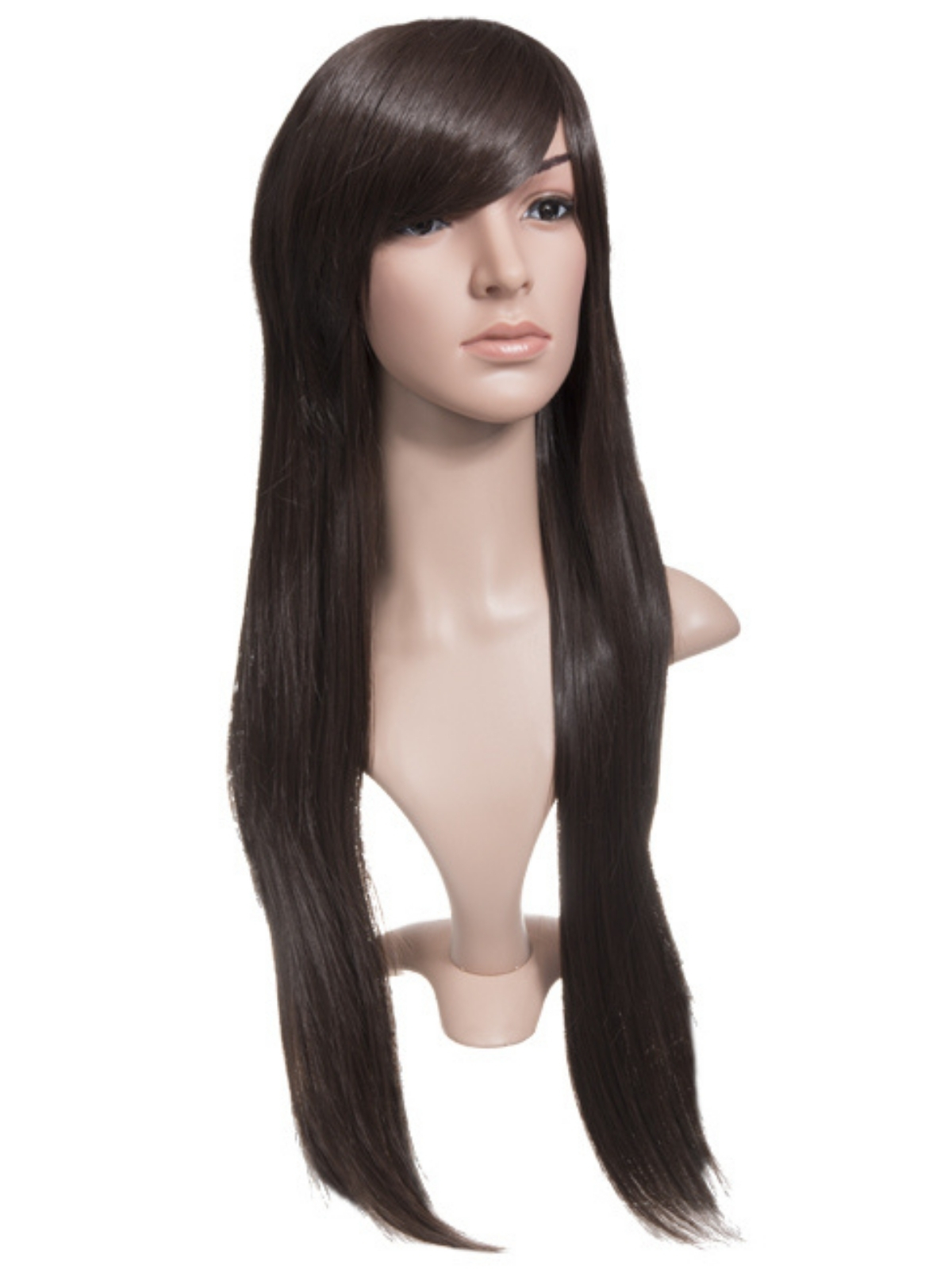 Long straight with side fringe full head synthetic wig - Product ...